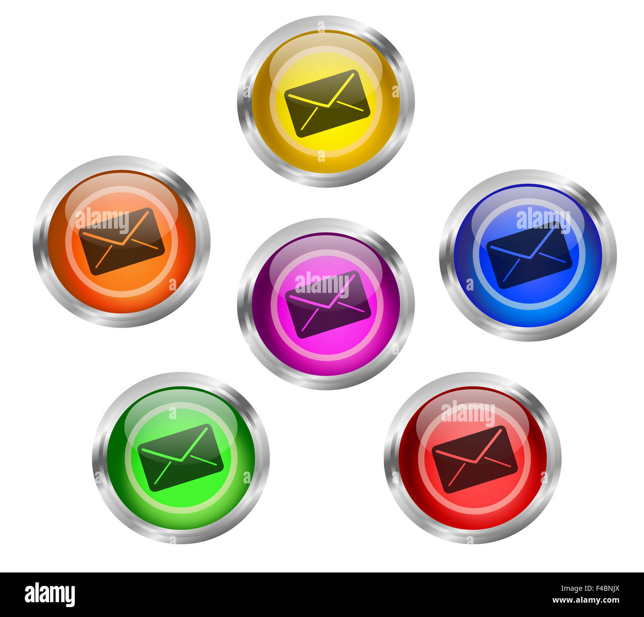 Mail Envelope Icon Button Stock Photo - Alamy