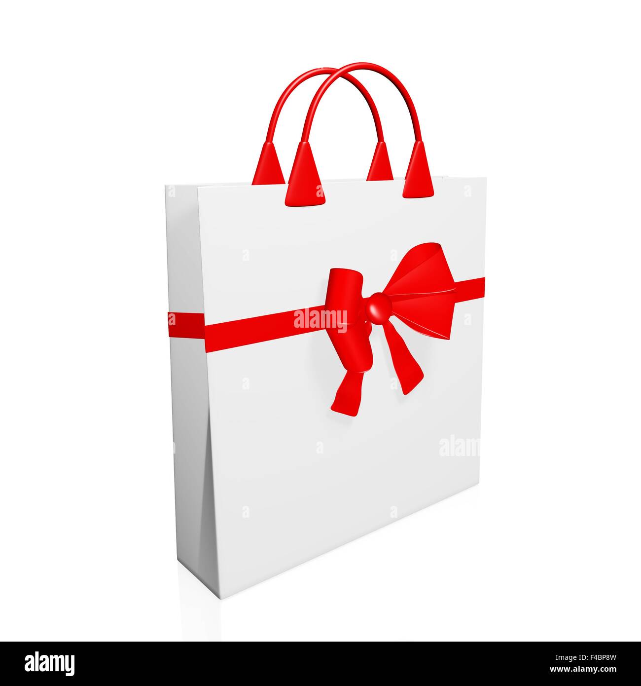 3D Festive Shopping Bag with Red Bow Ribbon Stock Photo - Alamy