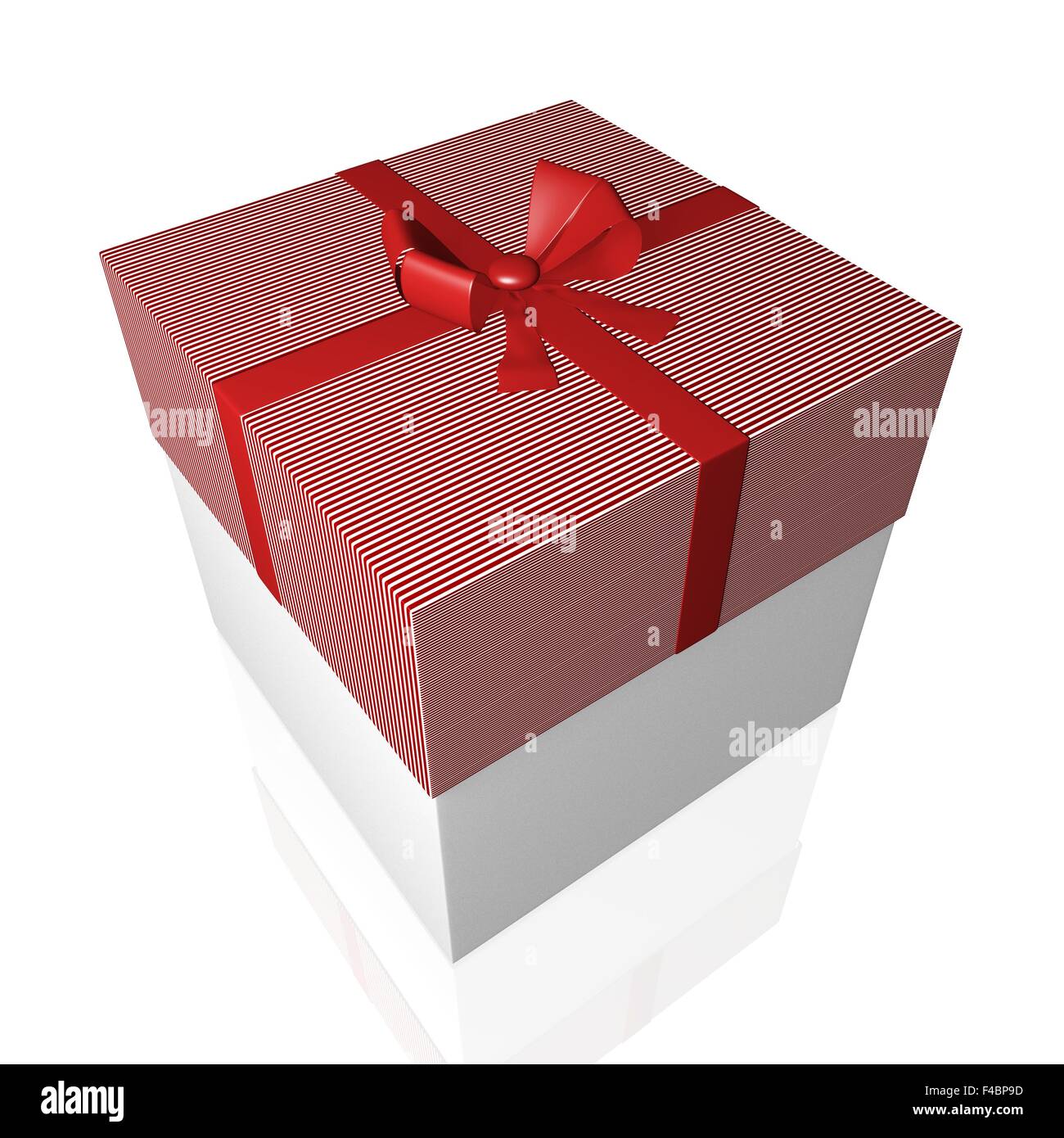 Gift Box with Red Bow Ribbon Isolated Stock Photo - Alamy