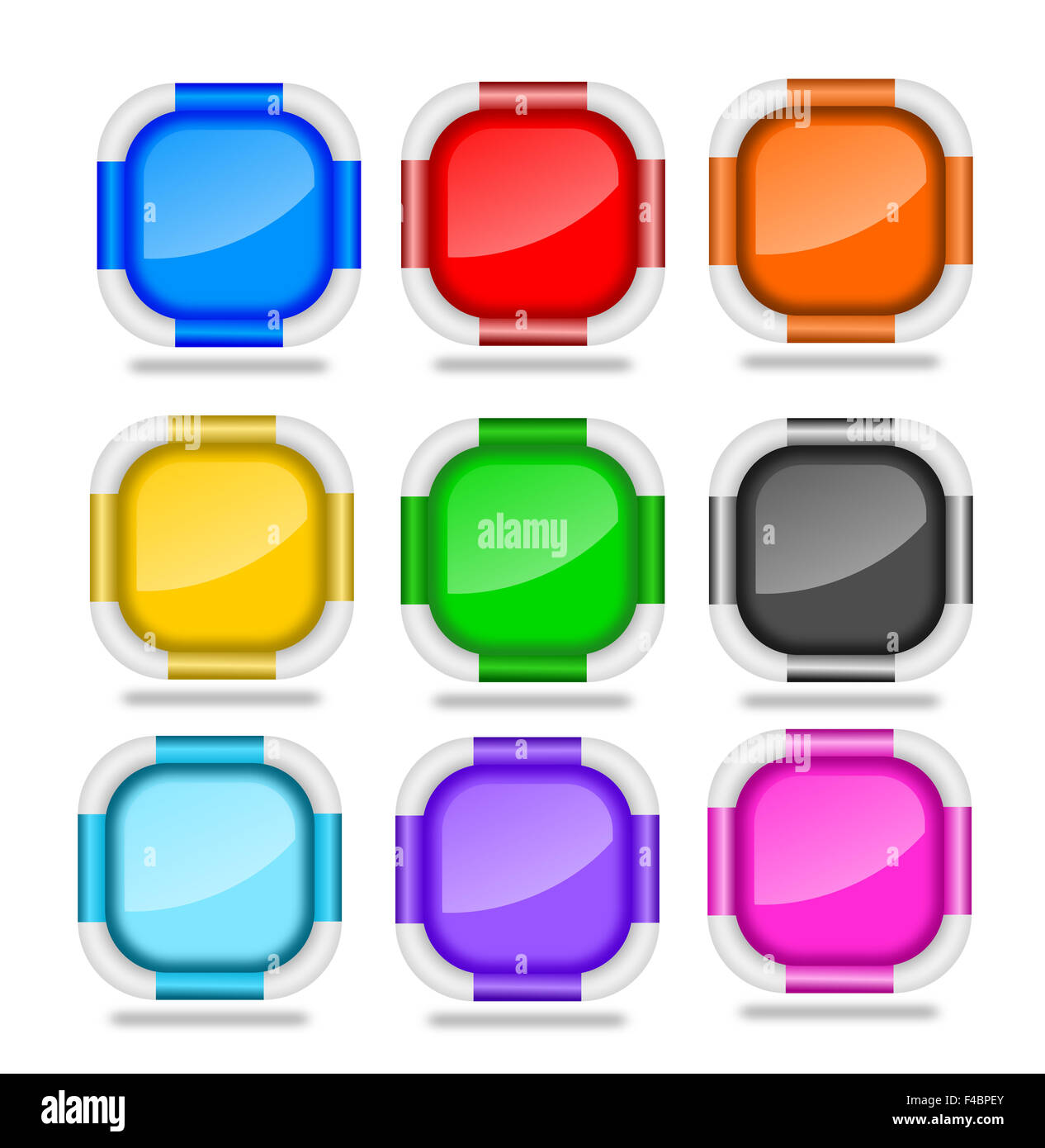 Square Web Buttons with Bevel Rims Stock Photo - Alamy