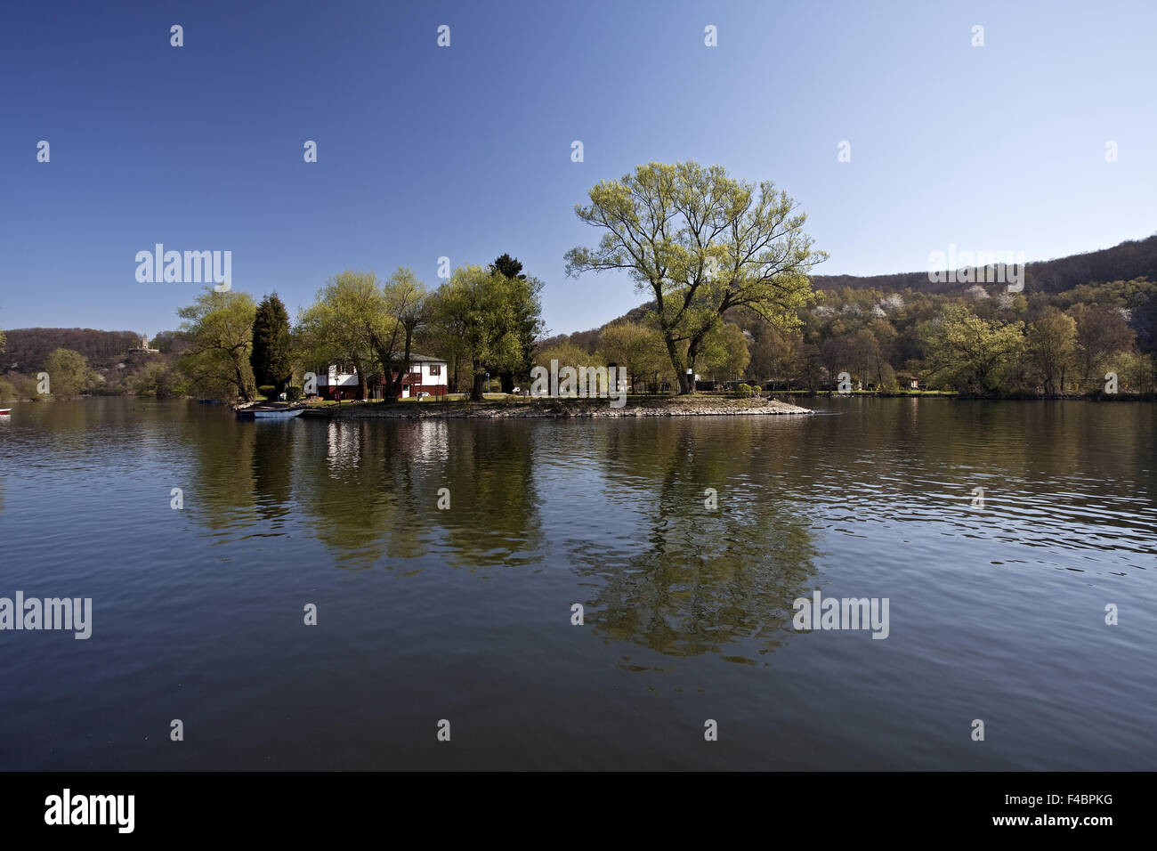 Island in the river Ruhr, Witten, Germany Stock Photo - Alamy