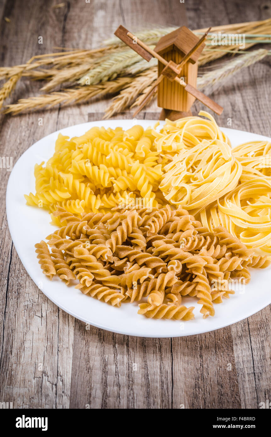 Variety of pasta and rye cones Stock Photo - Alamy