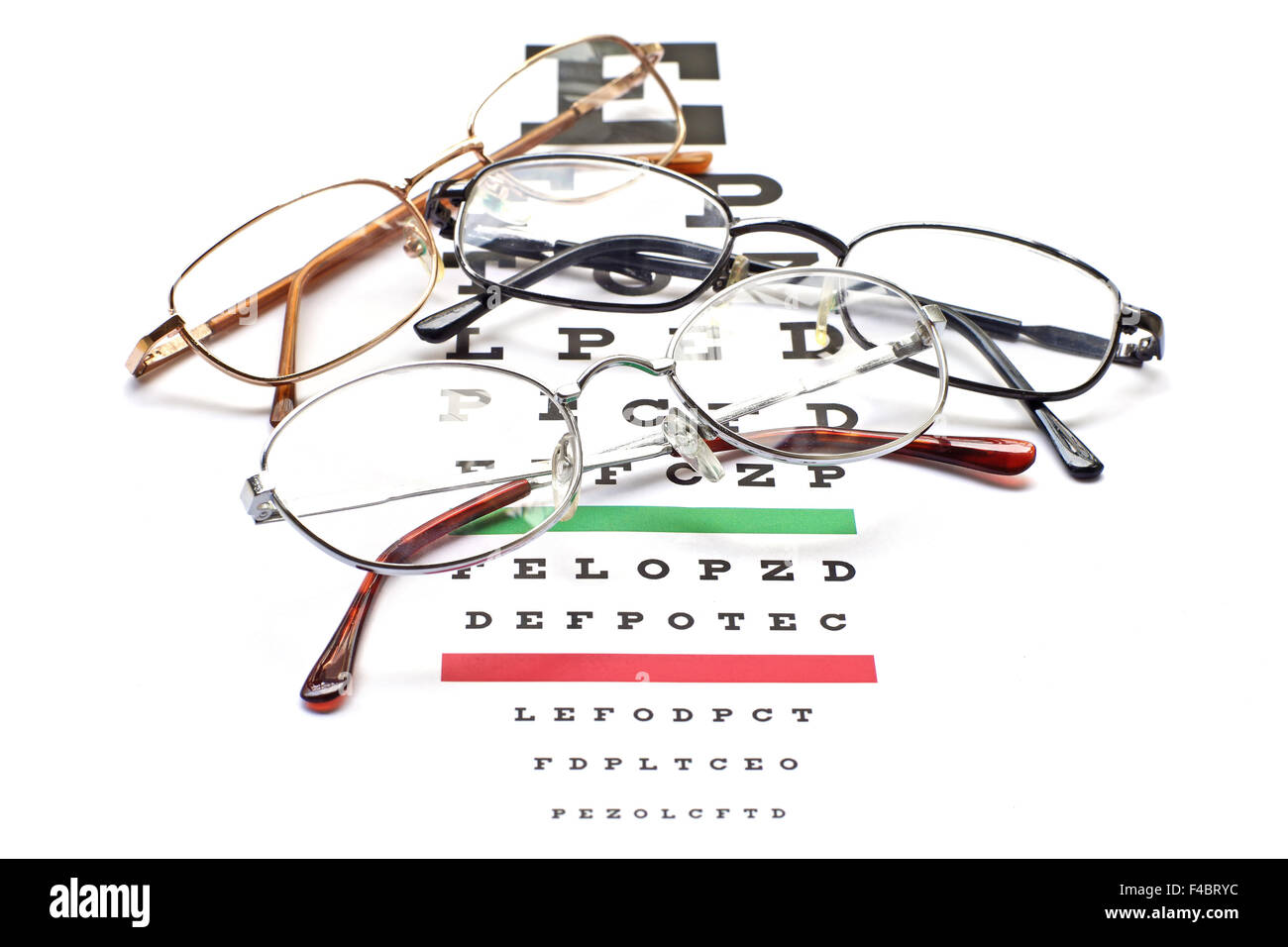 glasses on snellen eye sight chart test background Stock Photo - Alamy