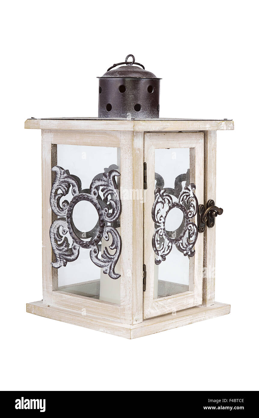 Ancient small lantern isolated on white Stock Photo - Alamy