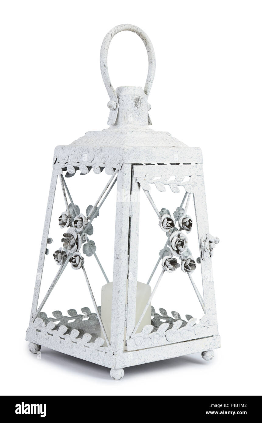 Ancient small lantern isolated on white Stock Photo - Alamy