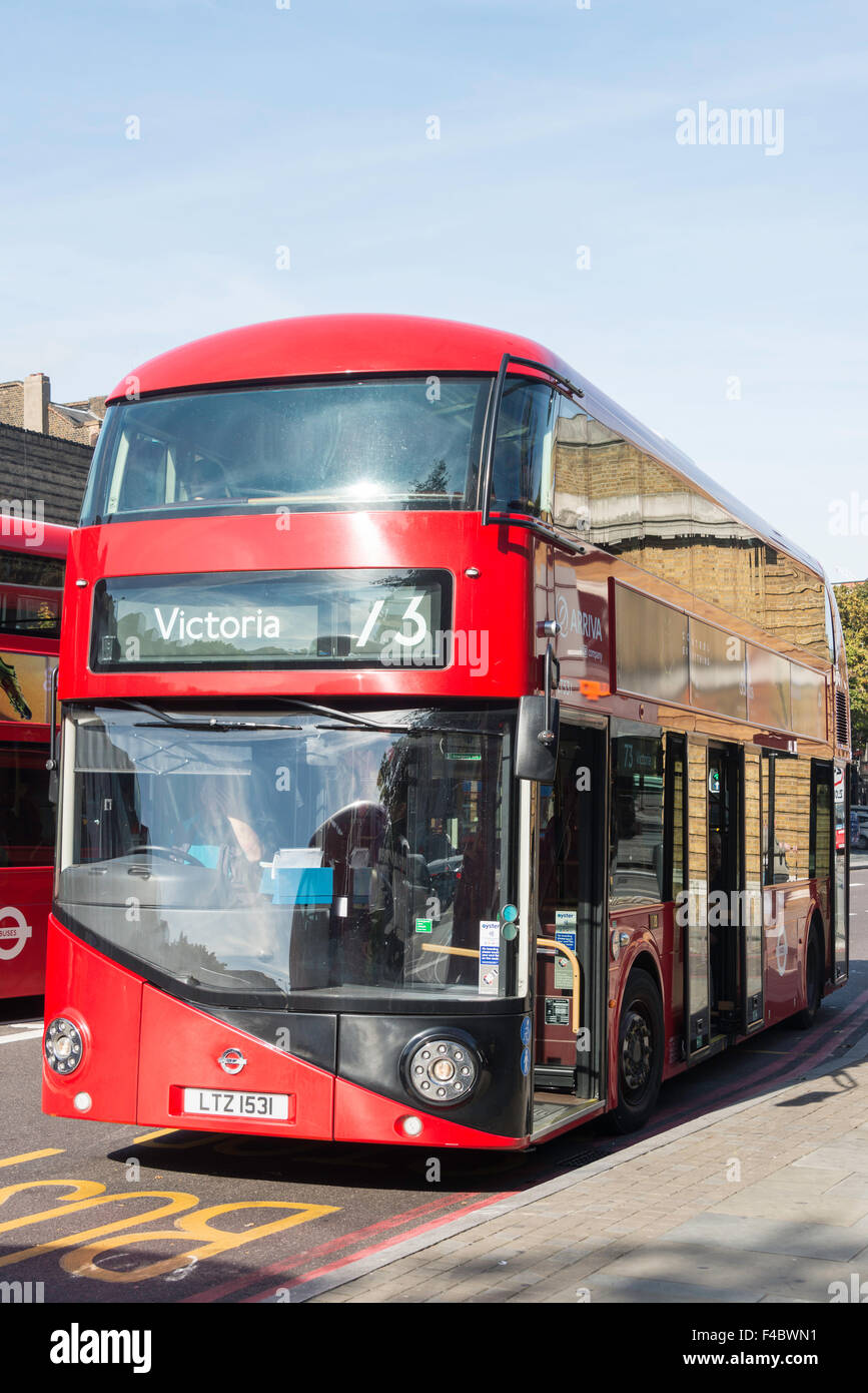New Routemaster double-decker bus, High Street, Islington, London ...