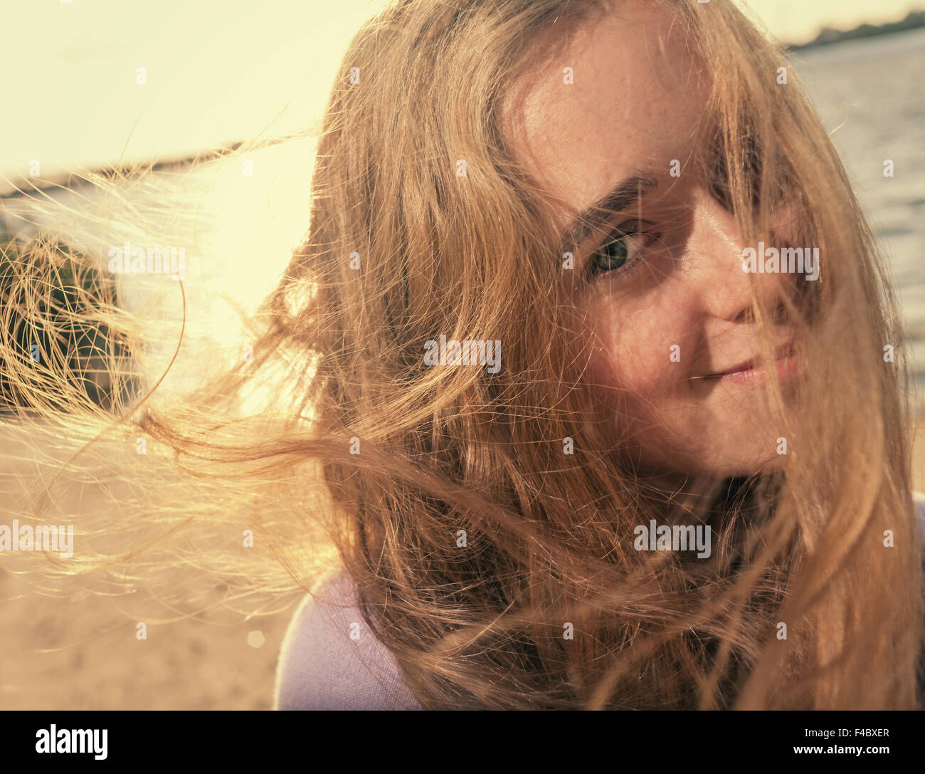 Windy day pretty young woman hi-res stock photography and images - Alamy