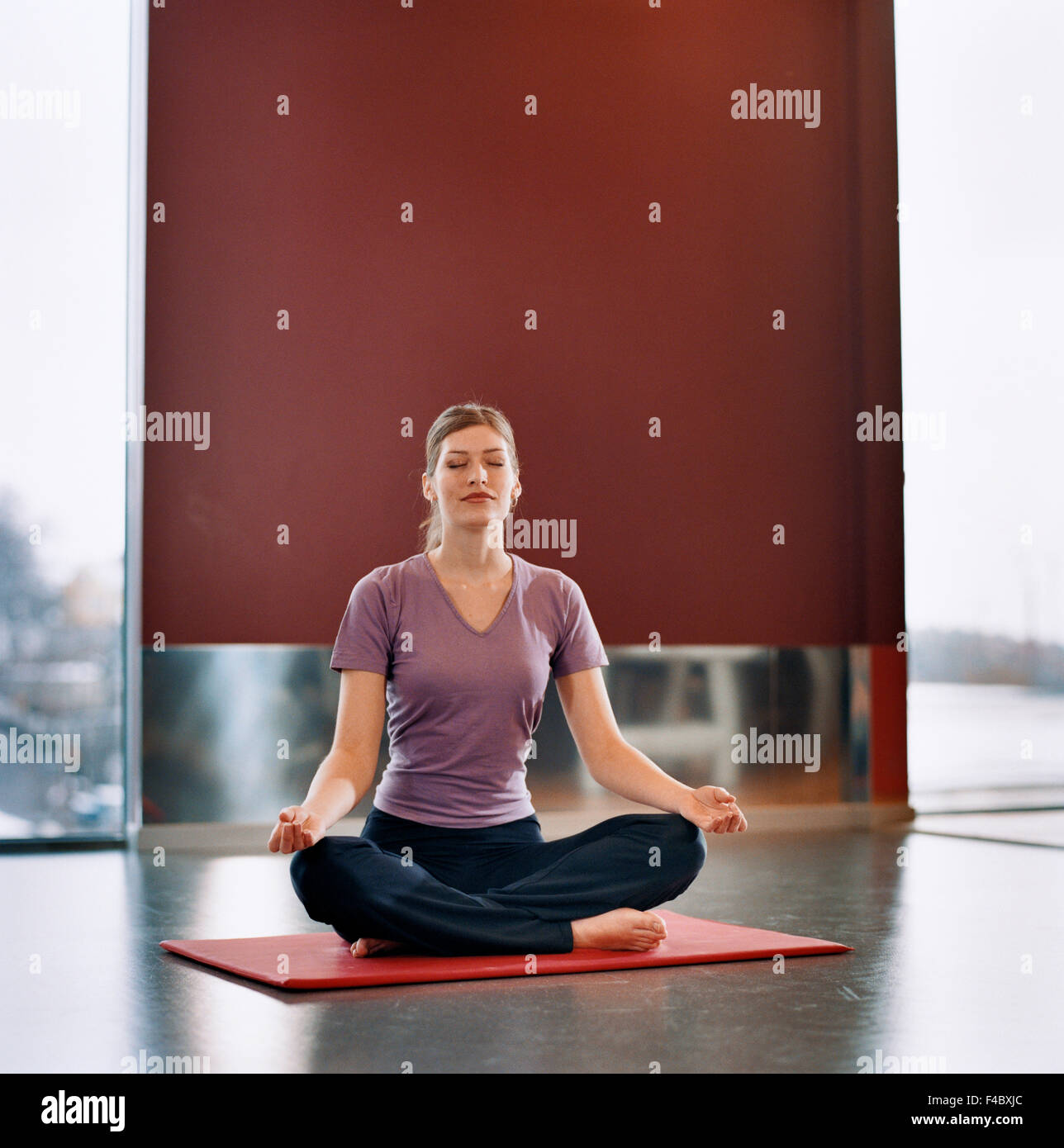 athlete color image contemplation exercising harmony health indoors ...