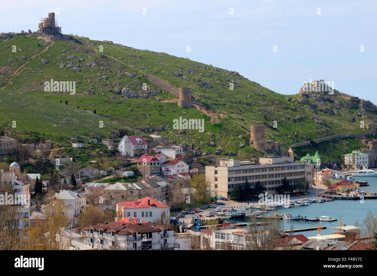 seafront with ships at pier Balaclava Stock Photo - Alamy