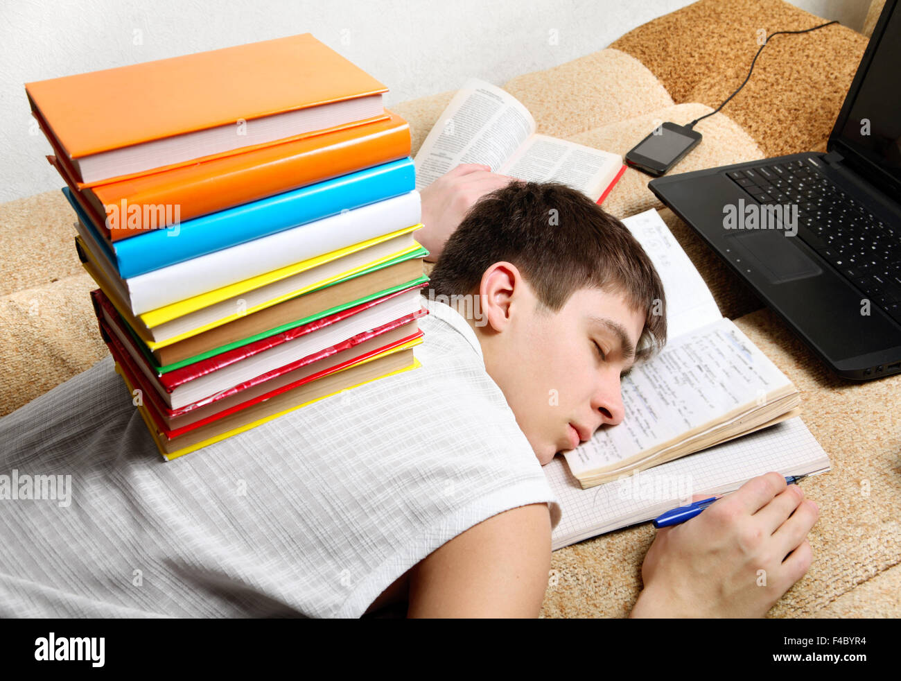 Hard Tired Student Stock Photo - Alamy