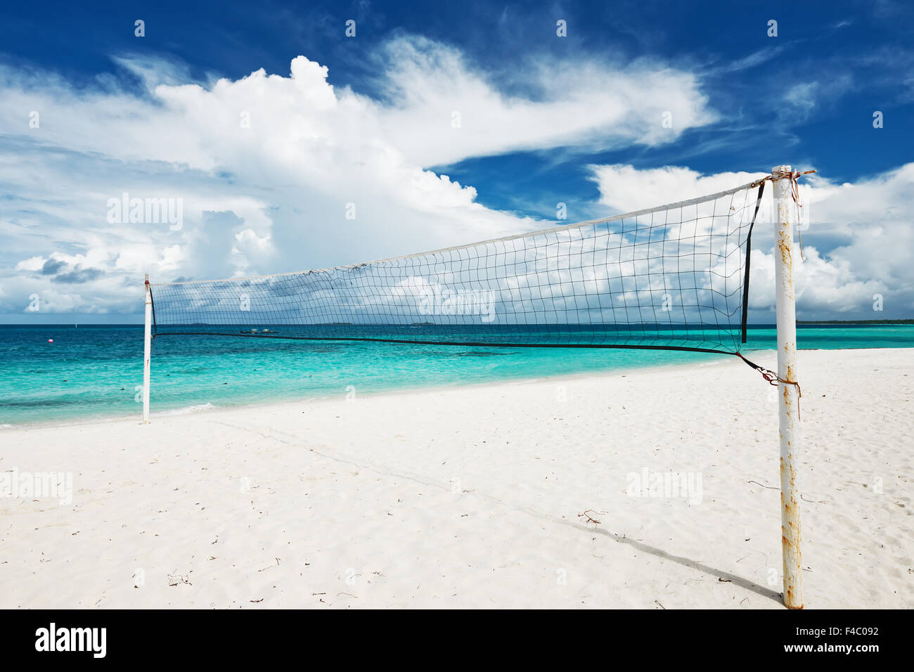 Beautiful beach with Volleyball Net Stock Photo - Alamy