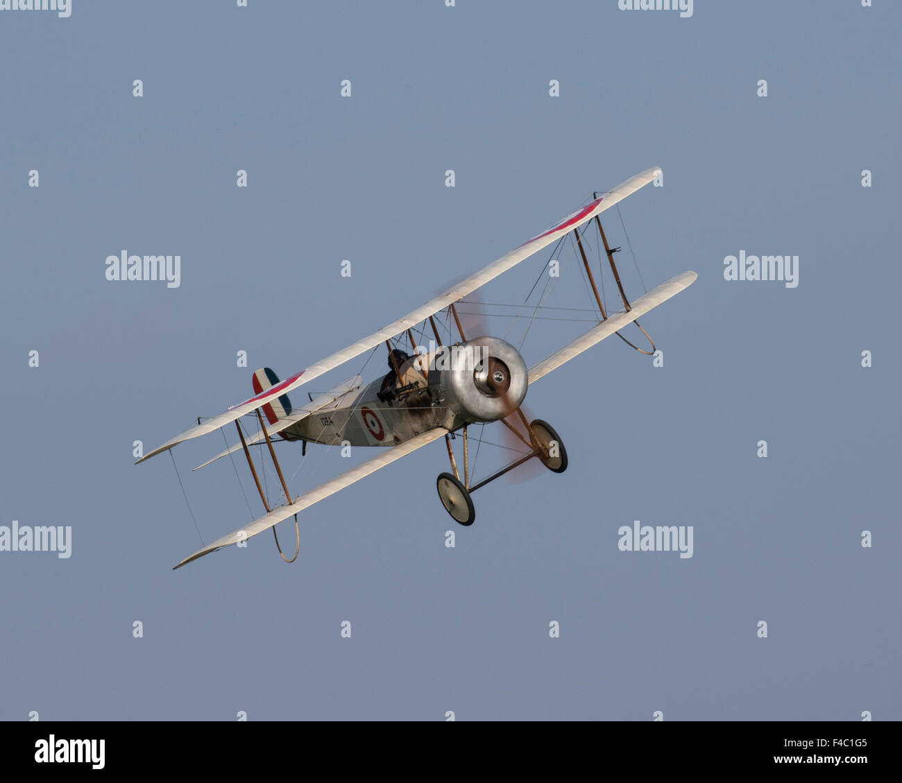 Bristol Scout replica Great War biplane fighter aircraft flying at Old ...