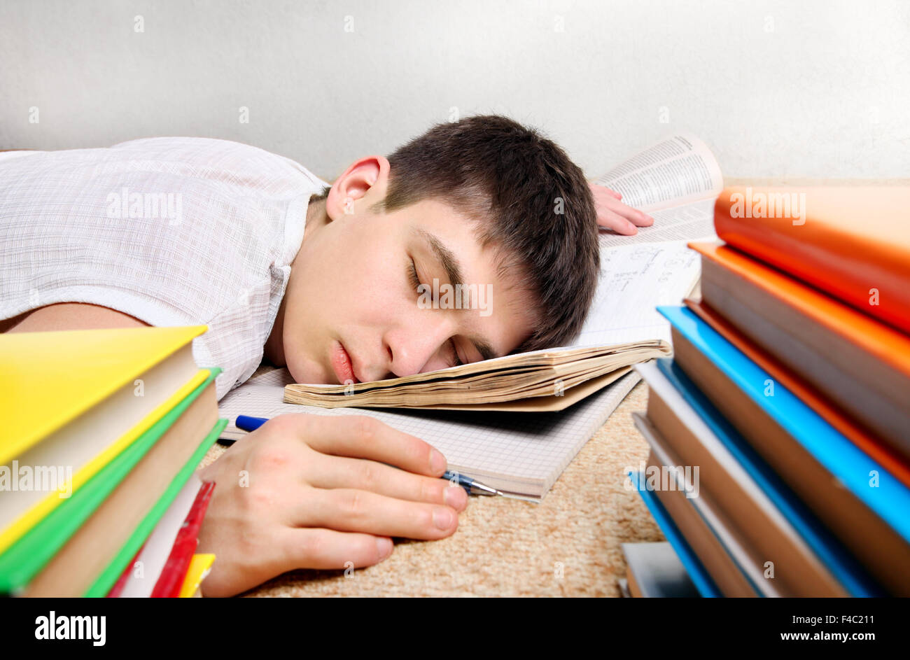 Hard Tired Student Stock Photo - Alamy