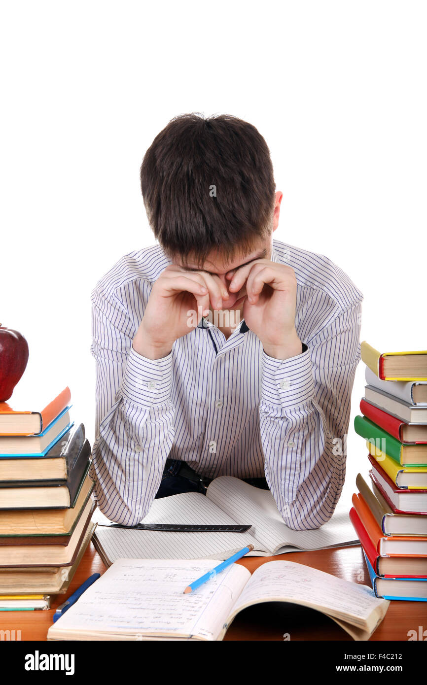 Tired exhausted guy student study hi-res stock photography and images ...
