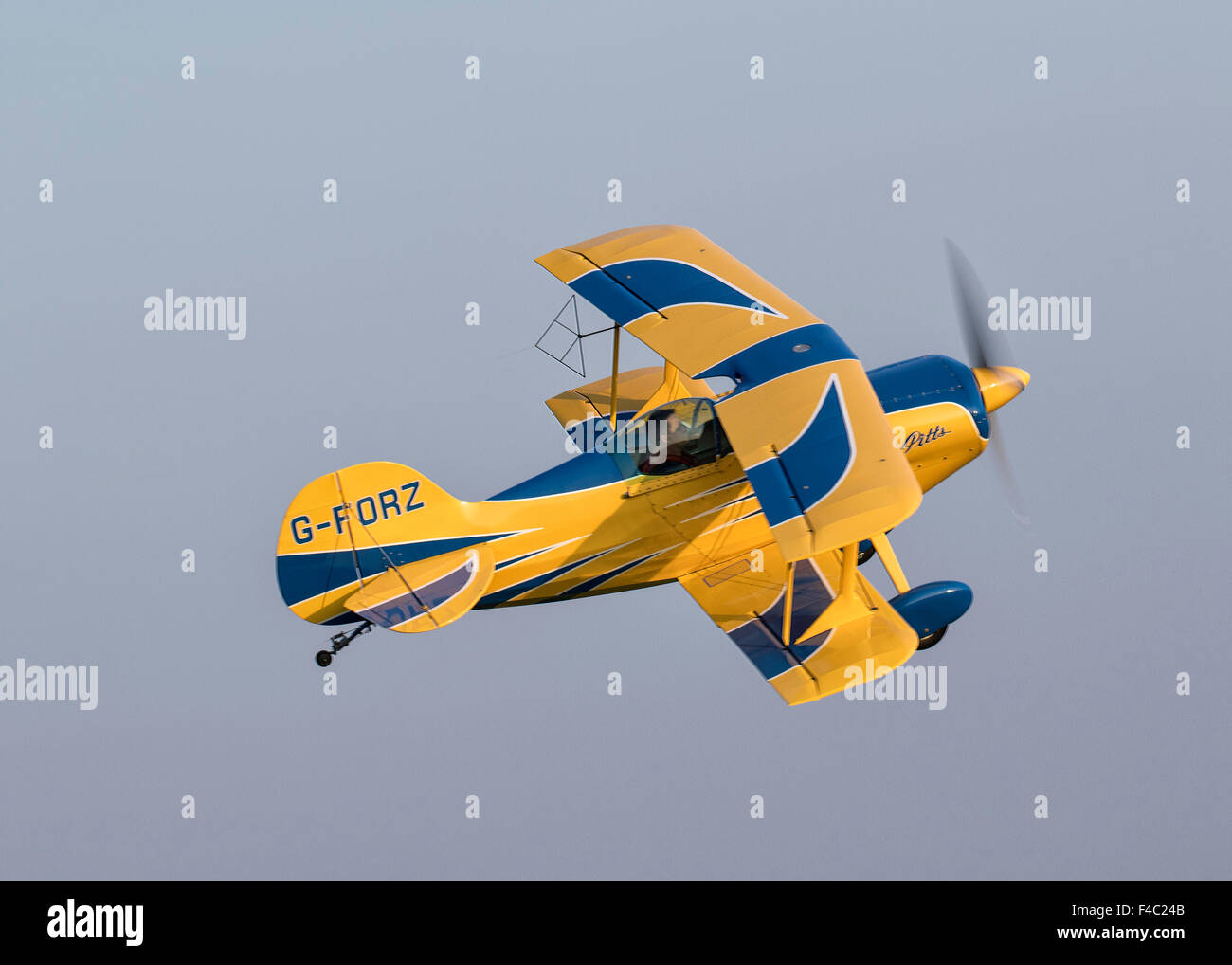 Pitts S1S aerobatic biplane G-FORZ taking off Stock Photo - Alamy