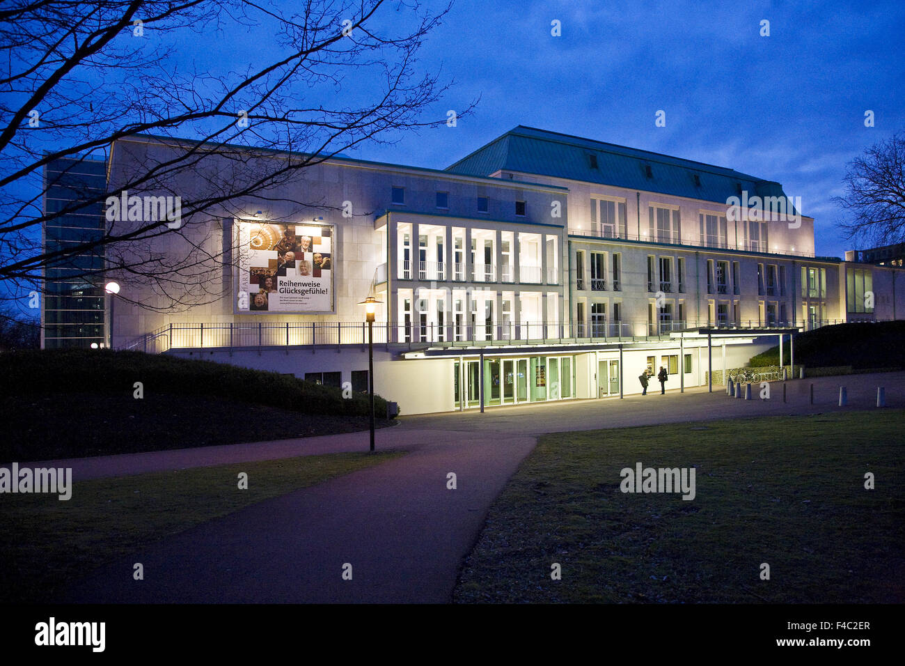 Hall building, twilight, Essen, Germany Stock Photo - Alamy