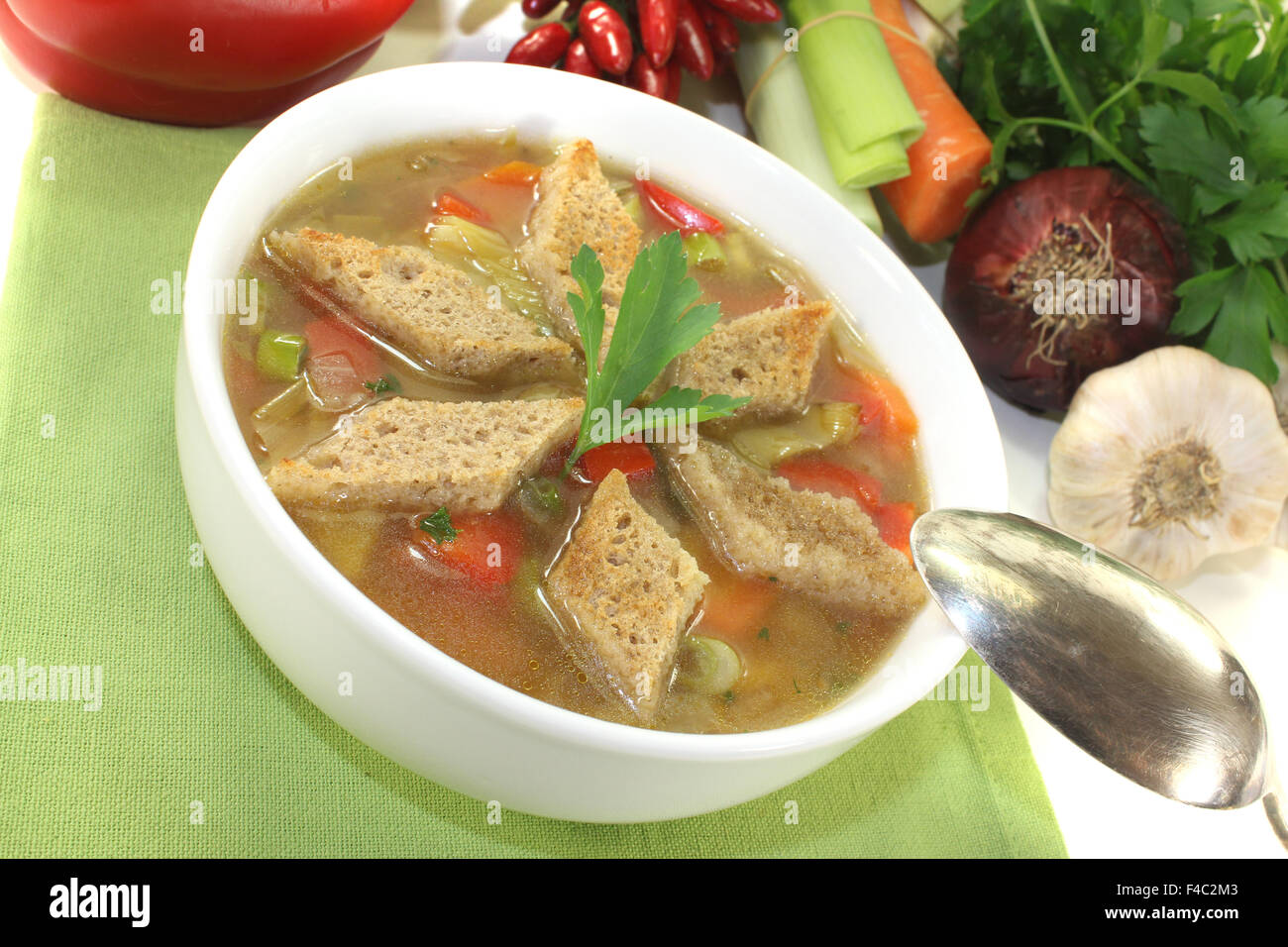 Soup with brown bread hi-res stock photography and images - Alamy