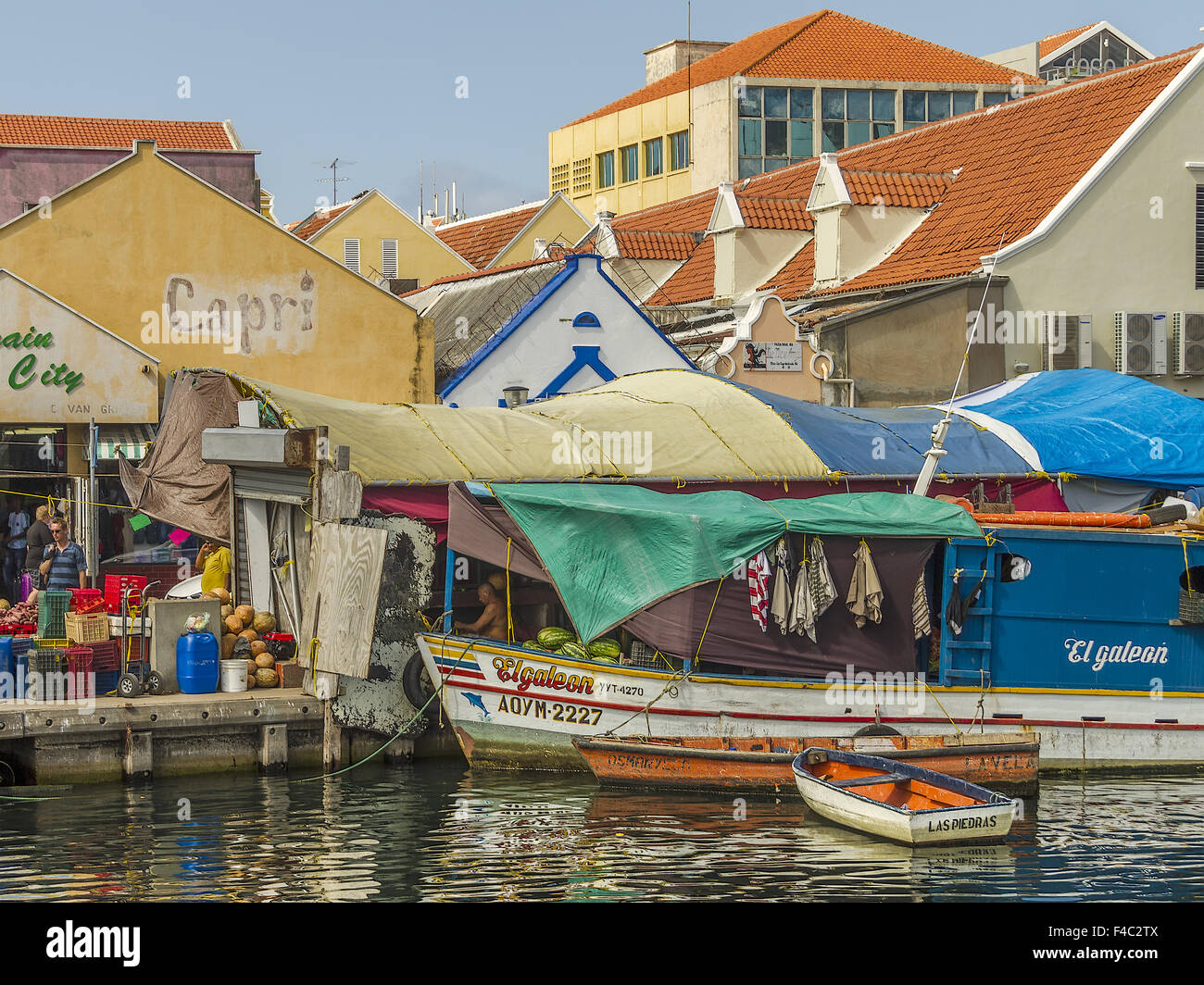 Rear Of Floating Market Willemstad Curacao Stock Photo - Alamy