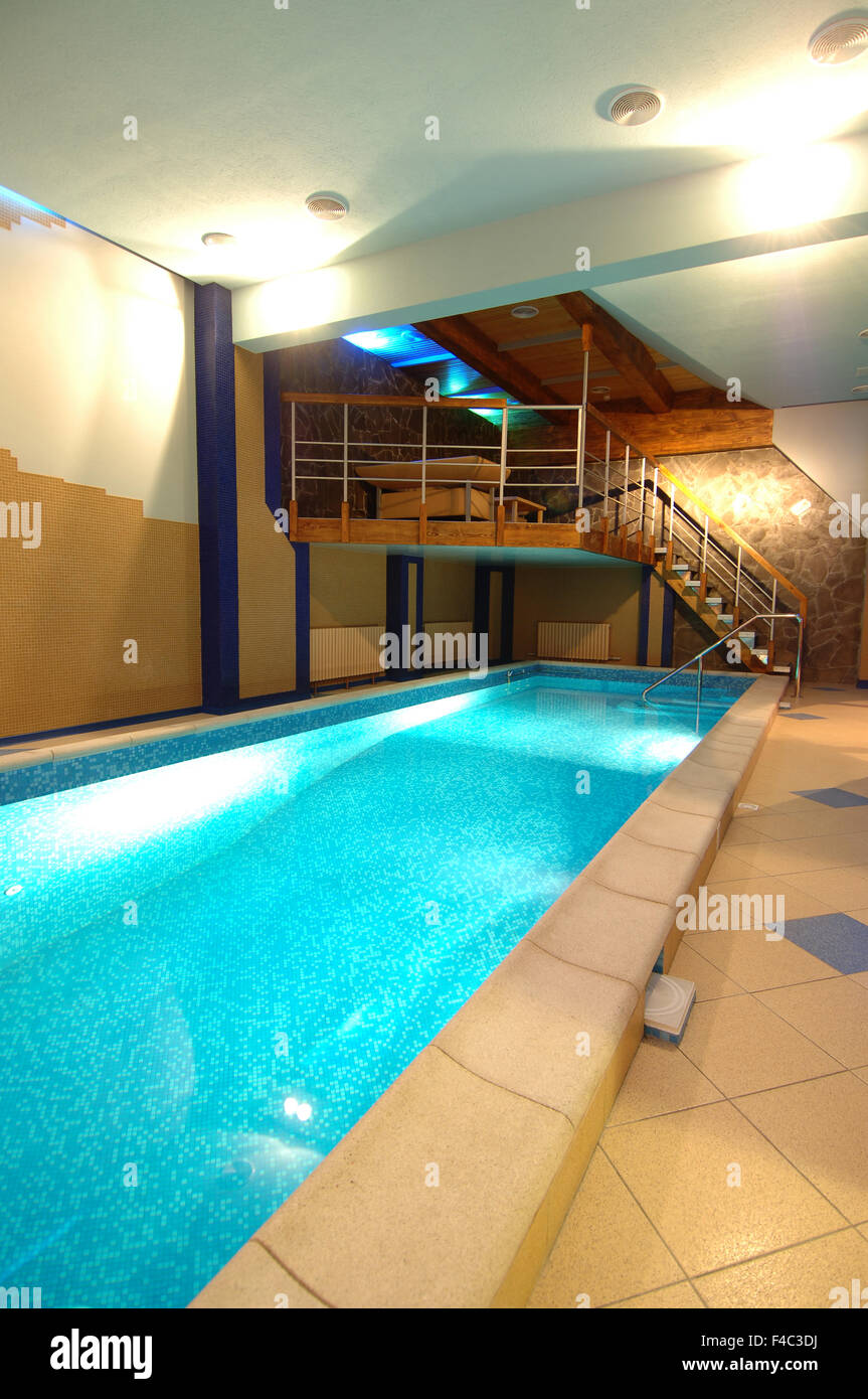 Cosy and beautiful pool in modern hotel Stock Photo - Alamy