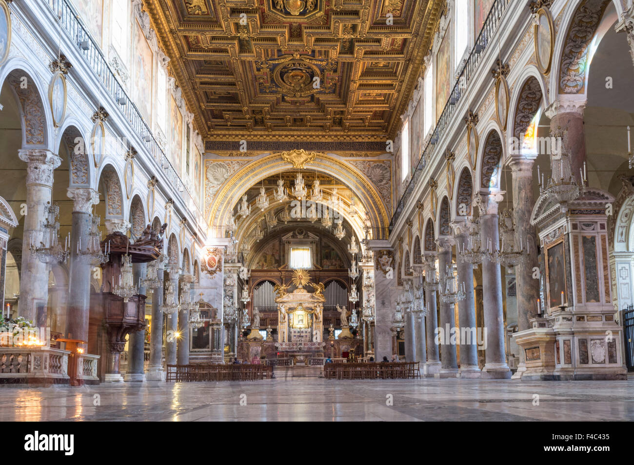 Interior of the Santa Maria in Aracoeli church on the highest summit of ...