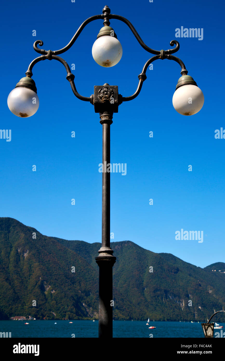street lamp a bulb in the sky lake of lugano Switzerland Swiss Stock ...