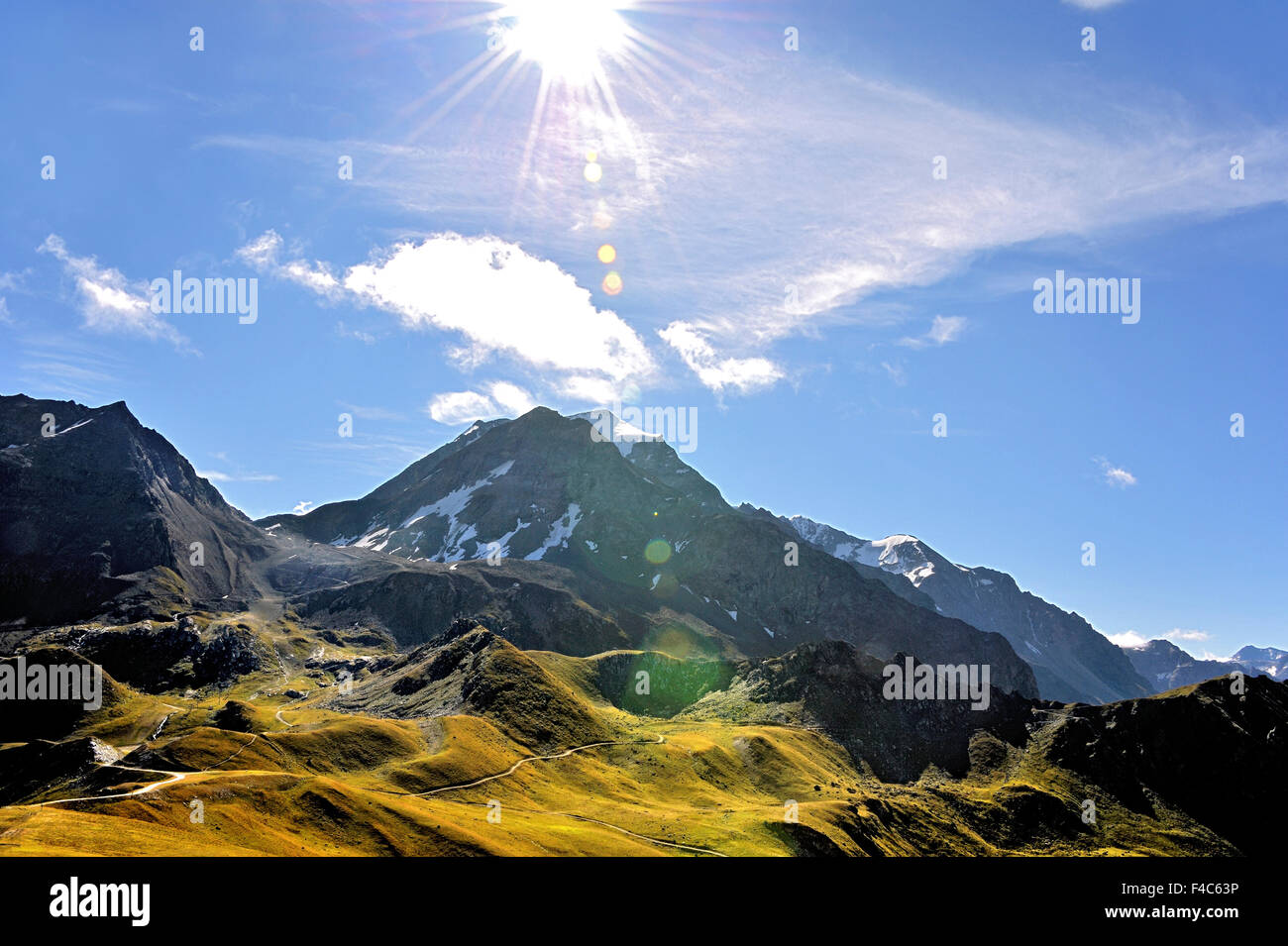 Mont Pourri with Dôme de la Sache and Dôme des Platières at the right ...