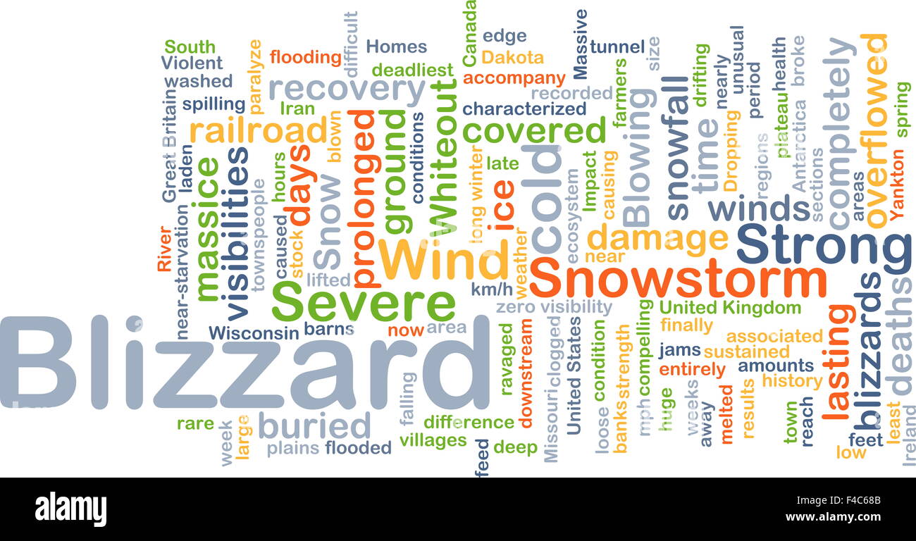 Background concept wordcloud illustration of blizzard Stock Photo - Alamy