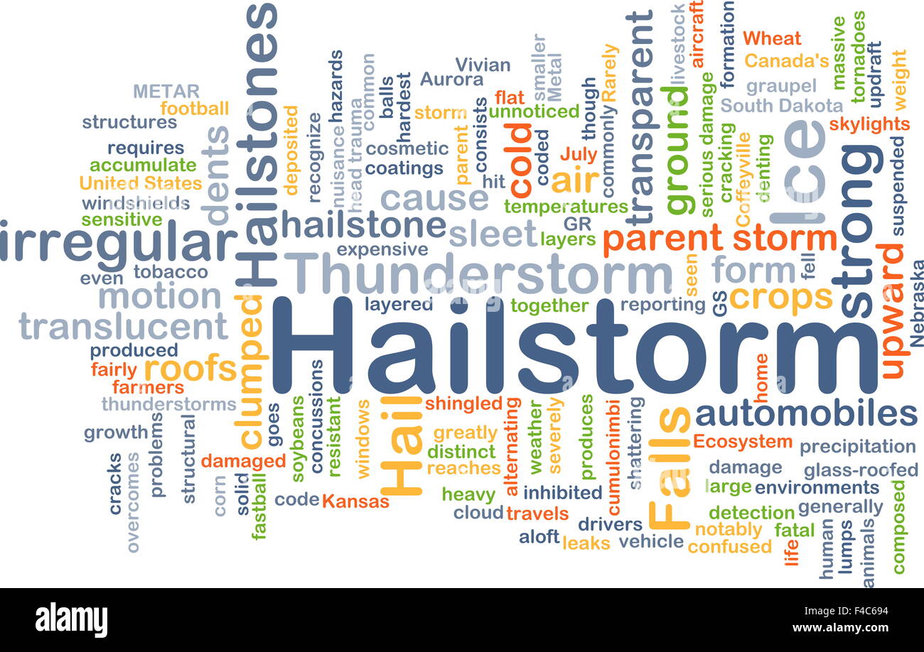 Background concept wordcloud illustration of hailstorm Stock Photo - Alamy