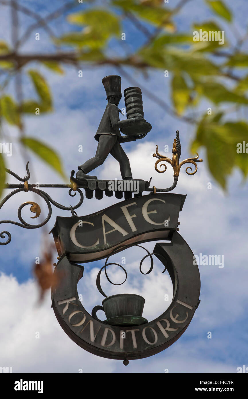 Wrought iron signboard of a pastry shop, Innsbruck, Tyrol, Austria ...