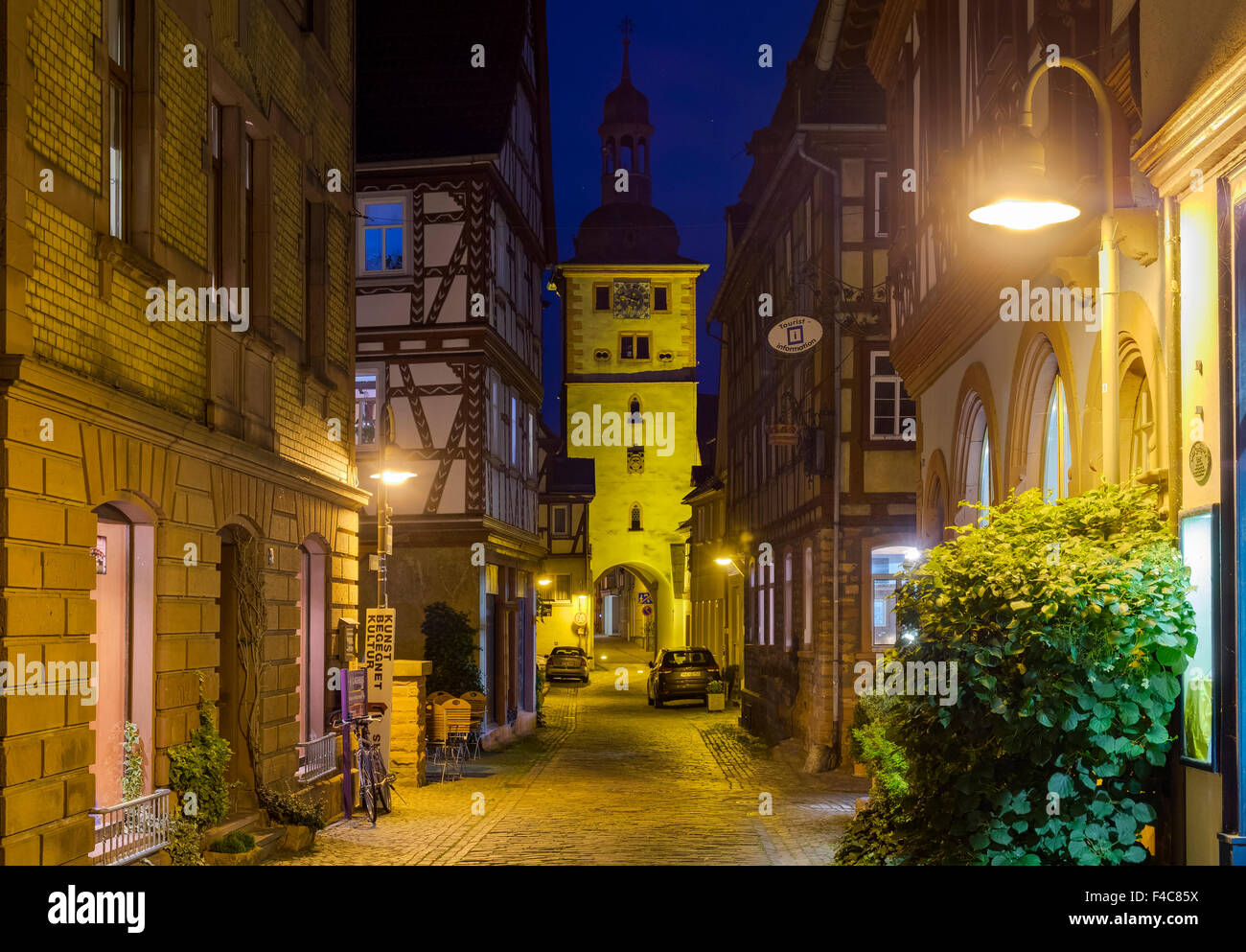 Brunntorturm, historic centre, Klingenberg am Main, Spessart Stock ...