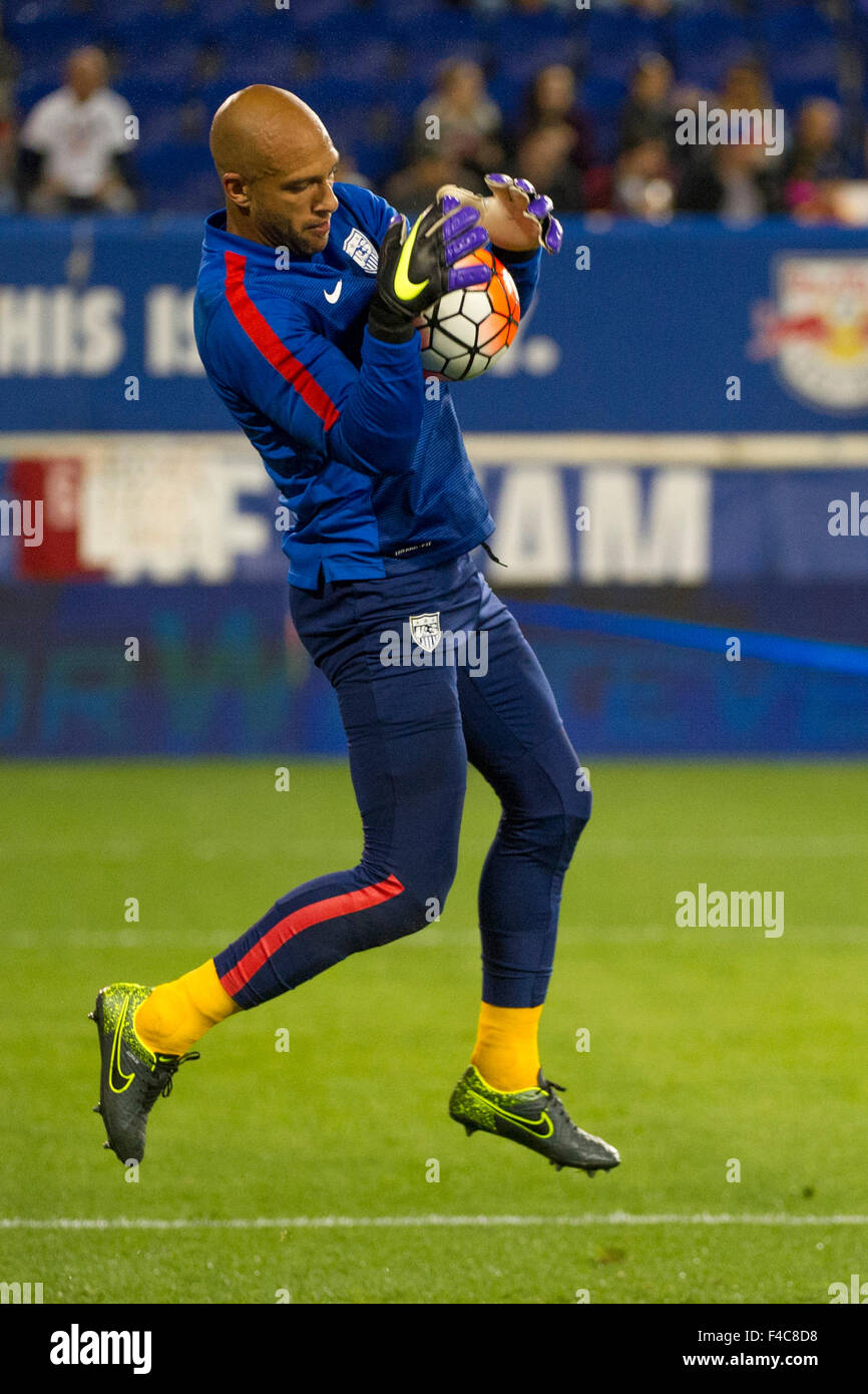 October 13, 2015: USA goalkeeper Tim Howard (12) makes a save as he ...