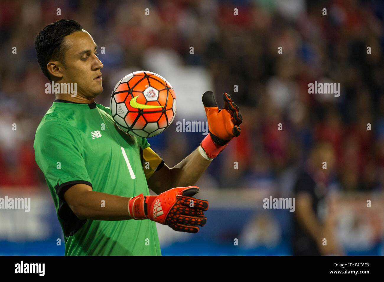 October 13, 2015: Costa Rica goalkeeper Keylor Navas (1) handles the ...