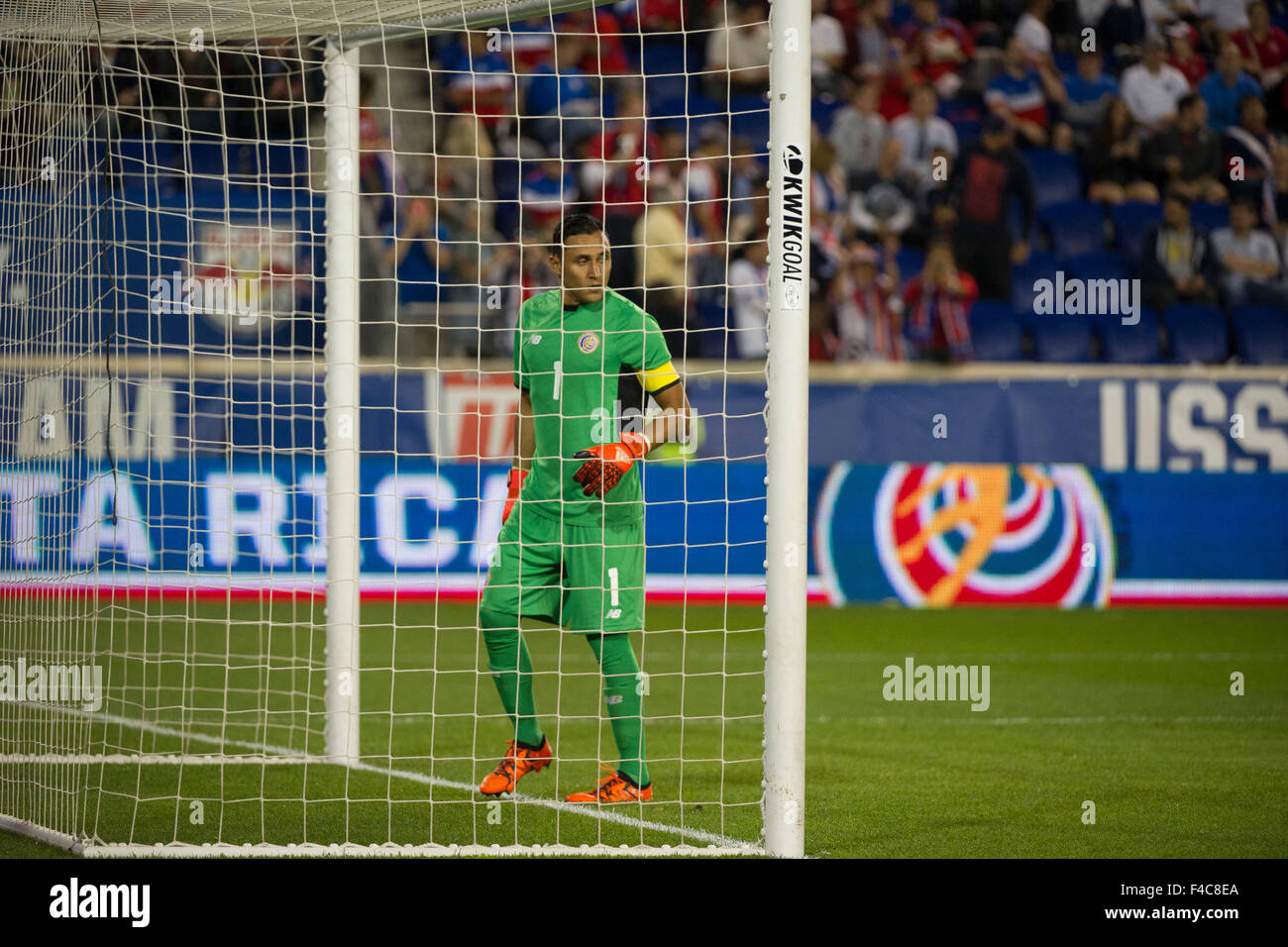 October 13, 2015: Costa Rica goalkeeper Keylor Navas (1) looks on from ...