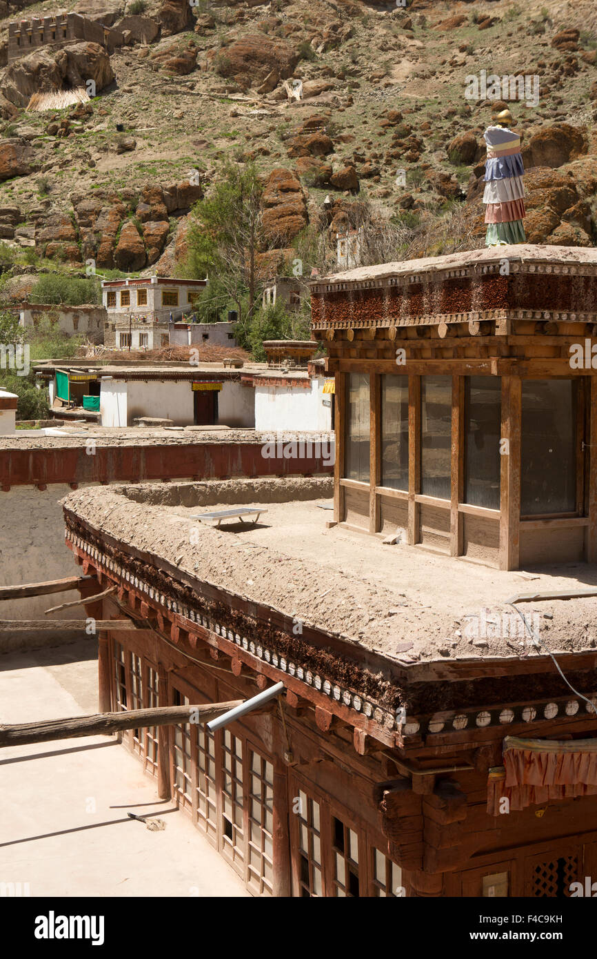 India, Jammu & Kashmir, Ladakh, Hemis Gompa Monastery, glazed lantern ...