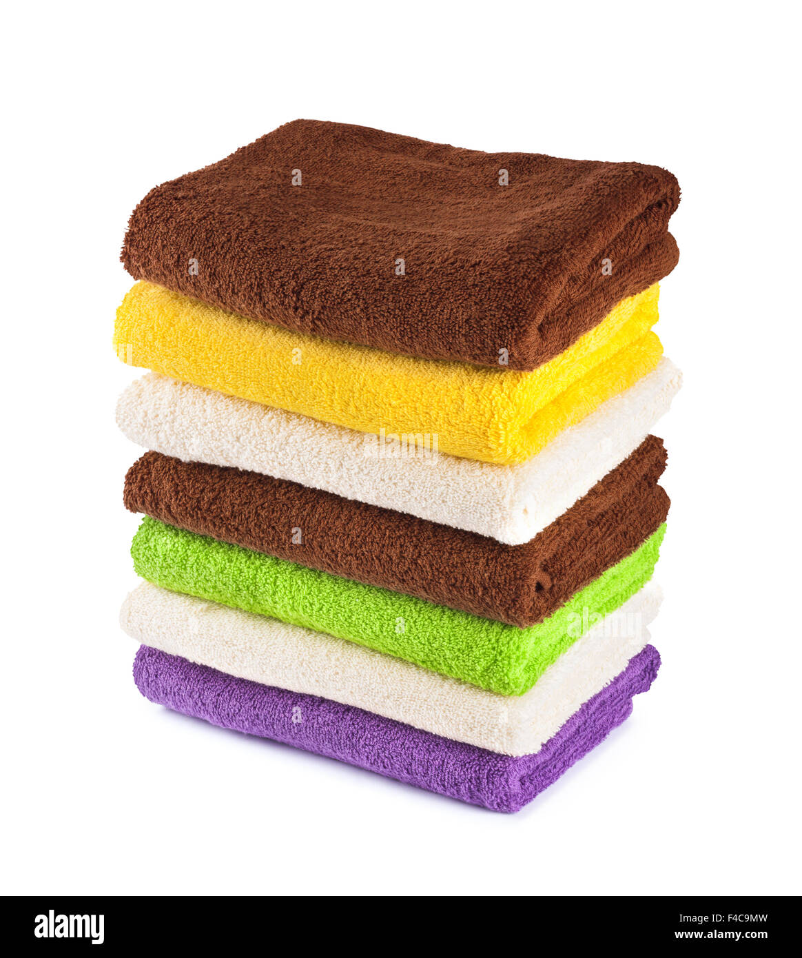 Stack of clean fresh towels isolated on white background Stock Photo ...