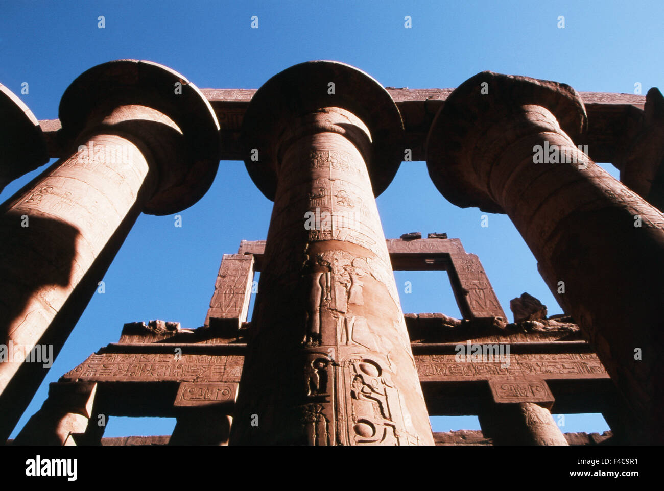 Egypt, Luxor, Great Hypostyle Hall, Papyrus columns stone work (Large ...