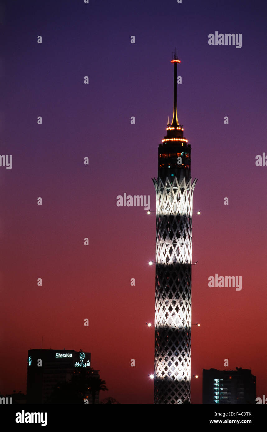 Egypt, Cairo, Evening view of Cairo Tower. (Large format sizes ...