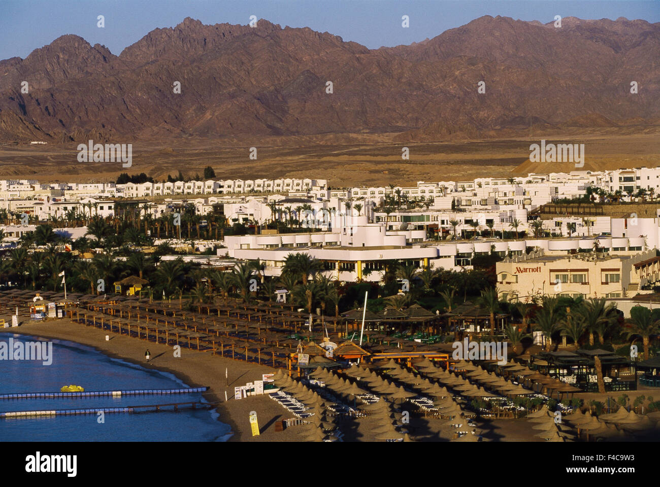 Egypt, Sharm el-Sheikh, Sinai, Naama Bay, Morning view of Na'ama beach ...