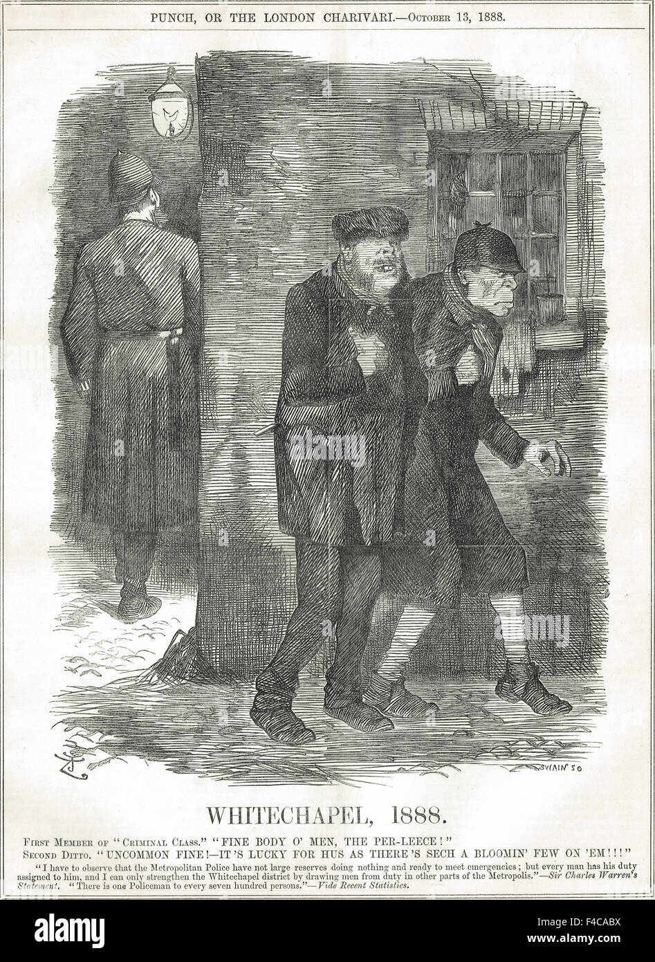 Jack the Ripper, John Tenniel Punch Cartoon Whitechapel 1888 Stock ...