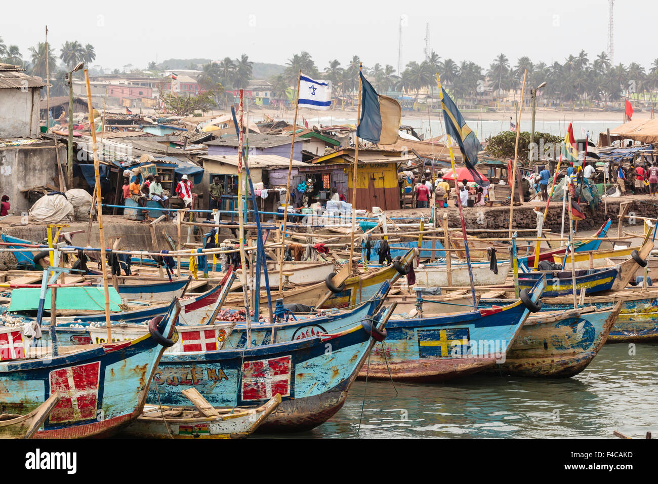 Africa, West Africa, Ghana, Cape Coast, Elmina. View of hand-painted ...