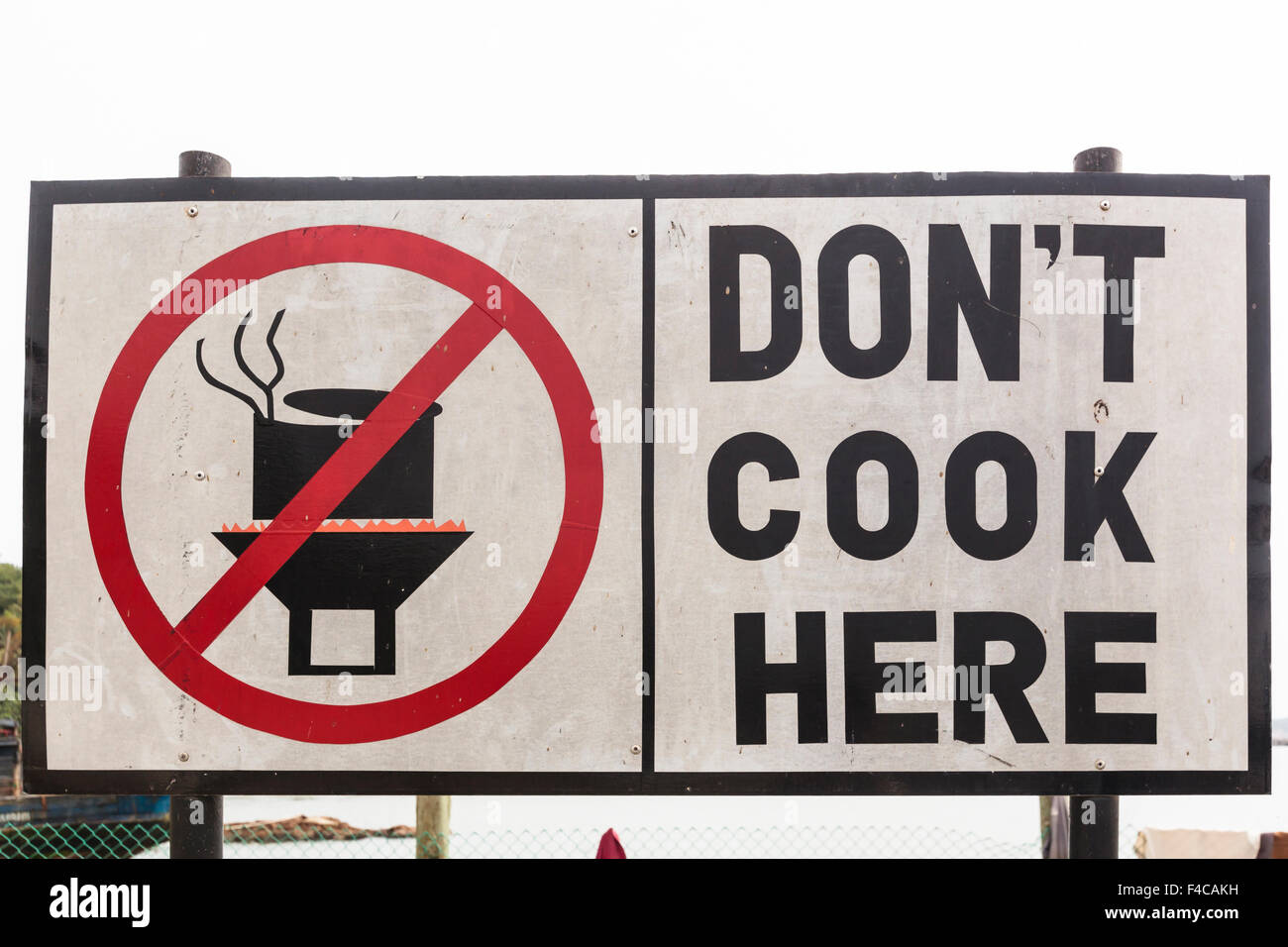 Africa, West Africa, Ghana, Cape Coast, Takoradi. Don't Cook Here sign ...