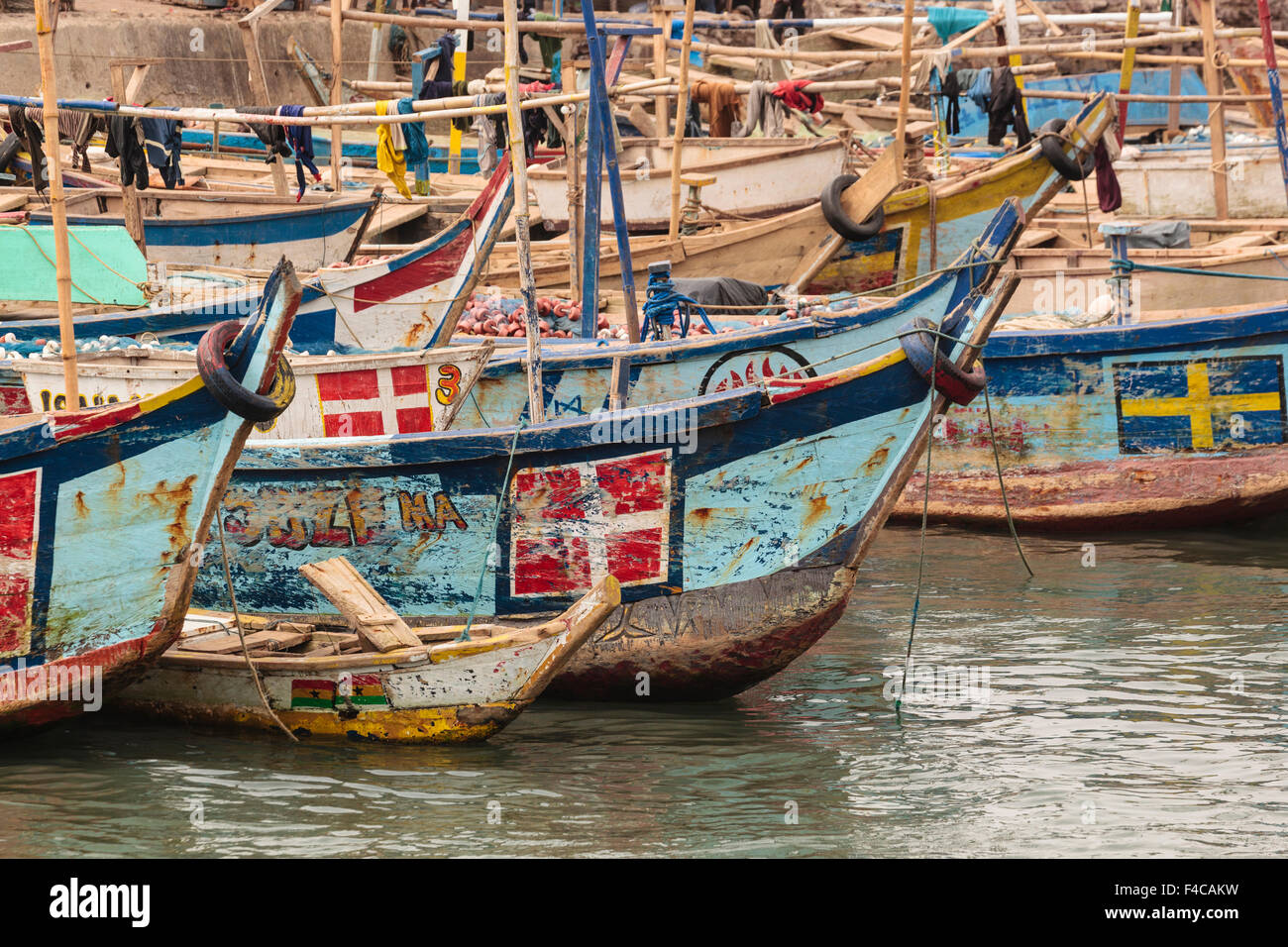 Africa, West Africa, Ghana, Cape Coast, Elmina. View of hand-painted ...