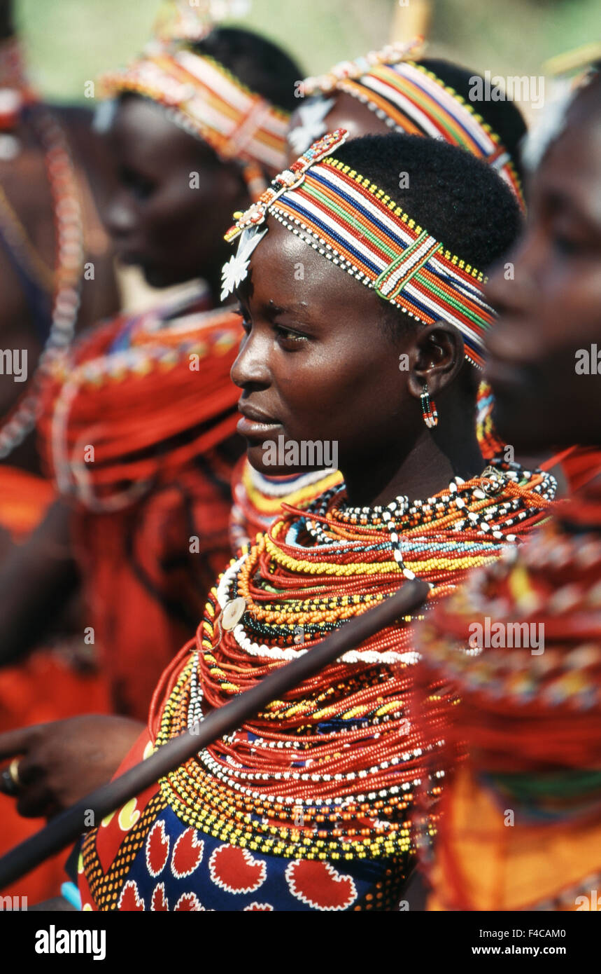 Kenya, Samburu National Reserve, Young female Samburu native in ...