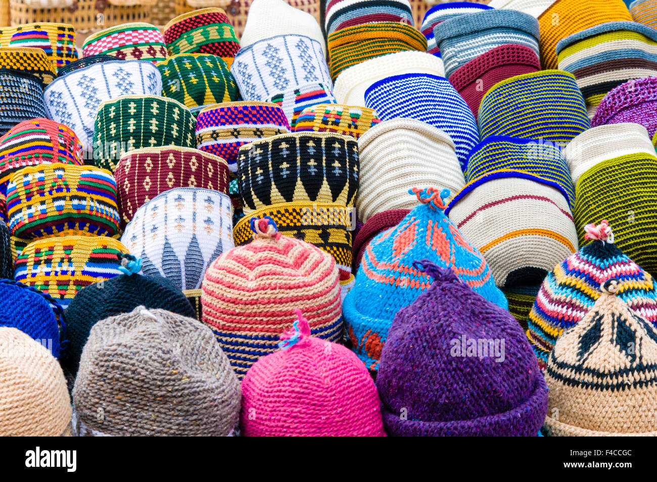 Hats for sale, Souk, Marrakech, Morocco Stock Photo - Alamy
