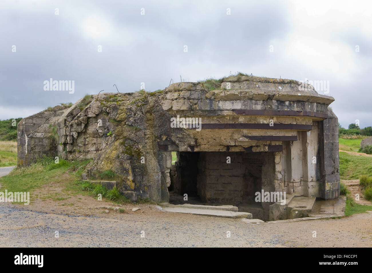 Ruined German gun bunkers at the Pointe du Hoc in Normandy France Stock ...