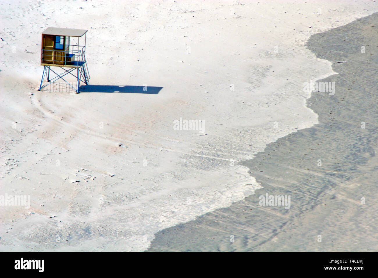 South Africa, Wilderness. Lifeguard tower on sand at Wilderness Beach ...