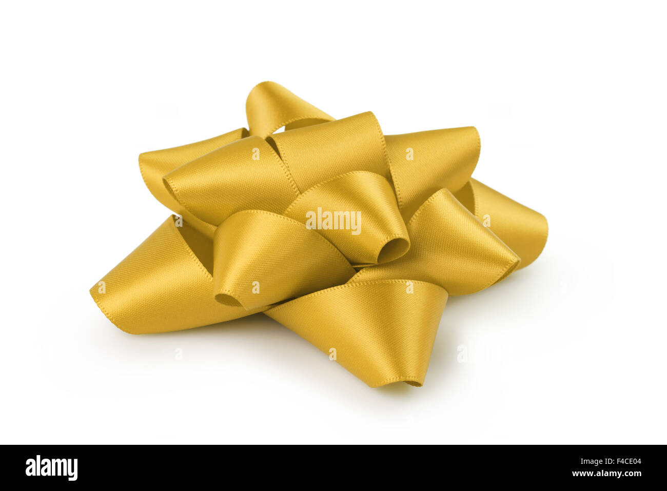 yellow ribbon gift bow isolated on white Stock Photo - Alamy