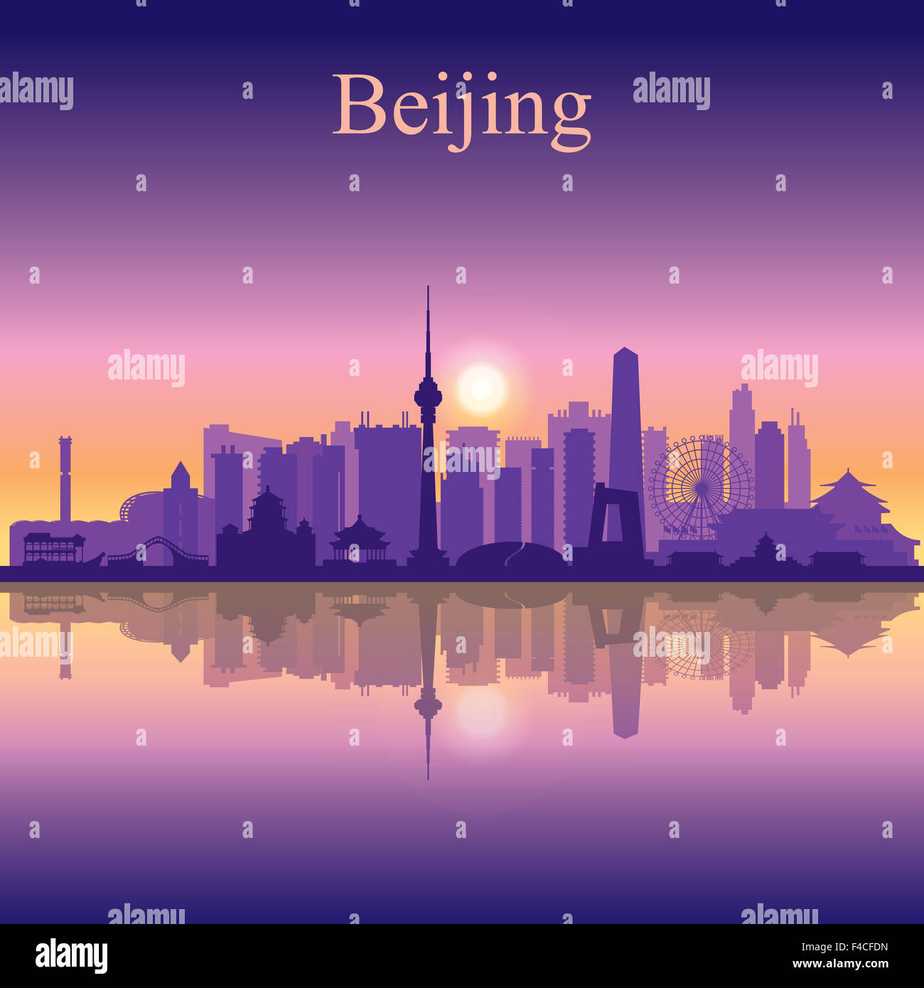 Beijing city skyline silhouette background Stock Photo - Alamy