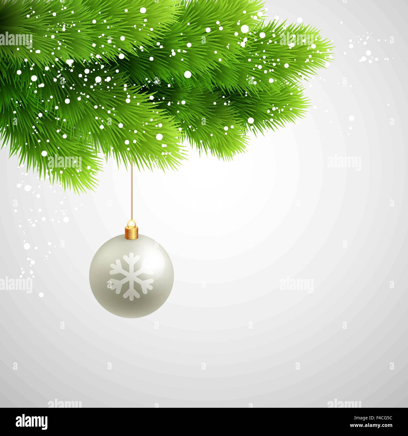 Evergreen branches gold balls Stock Vector Images - Alamy