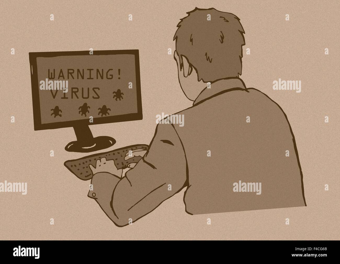 Warning virus vintage Stock Photo - Alamy
